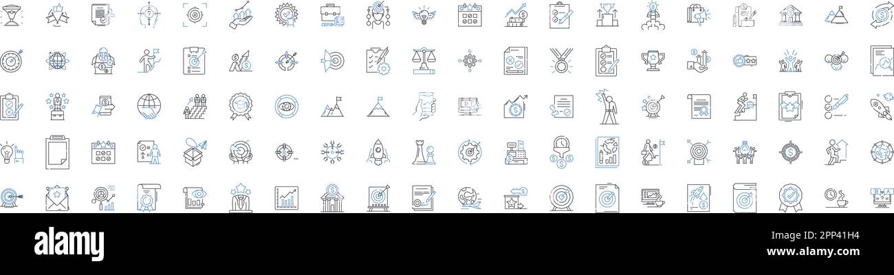 Sales Plan Line Icons Collection Forecast Revenue Pipeline