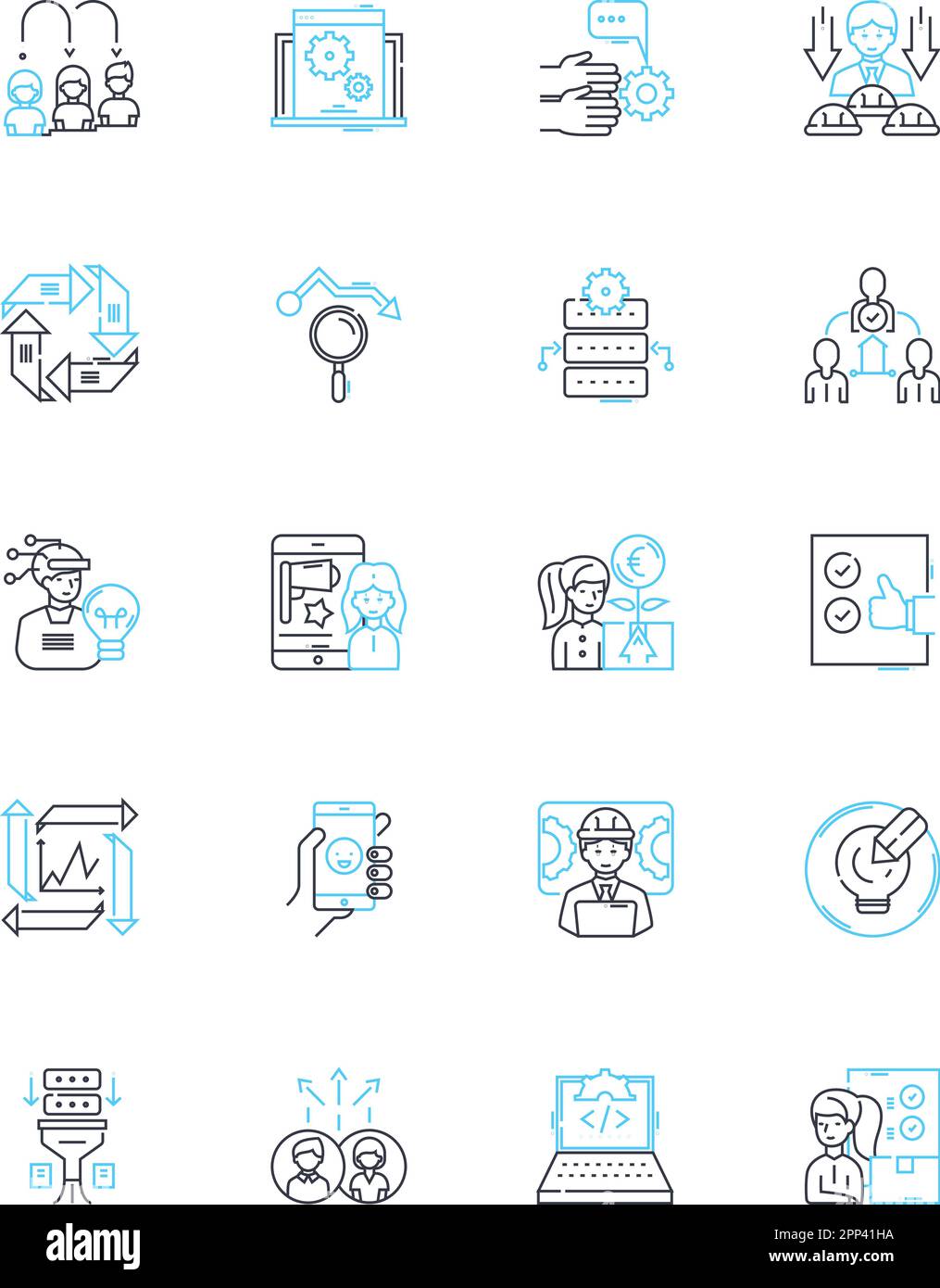 Marketing tactics linear icons set. SEO, Influencer, Social Media ...