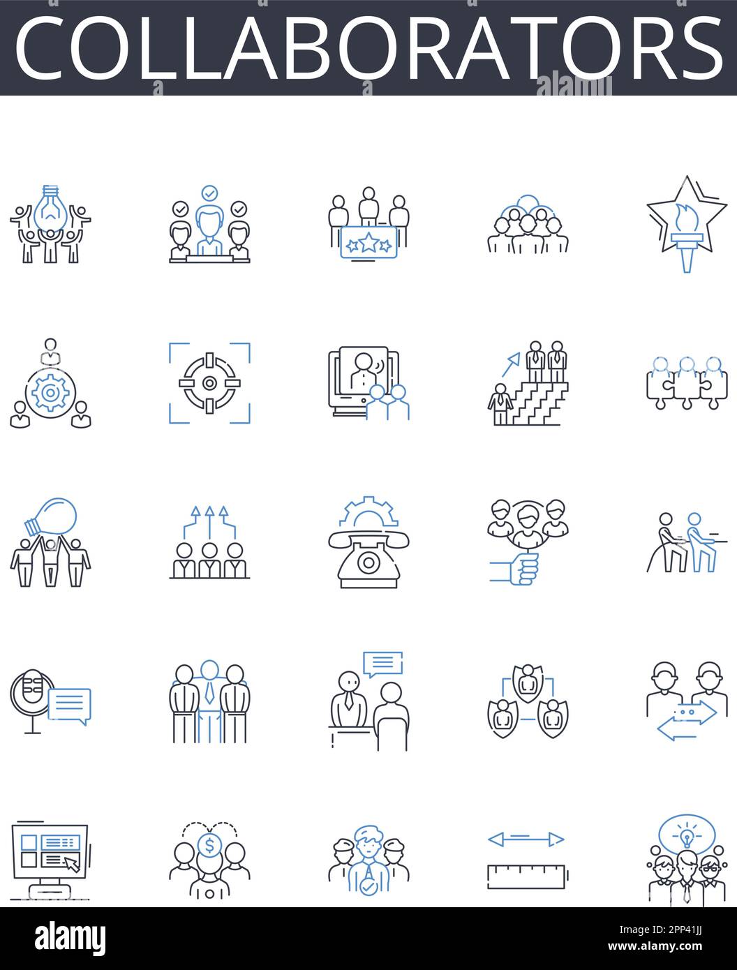 Collaborators line icons collection. Associates, Partners, Allies ...