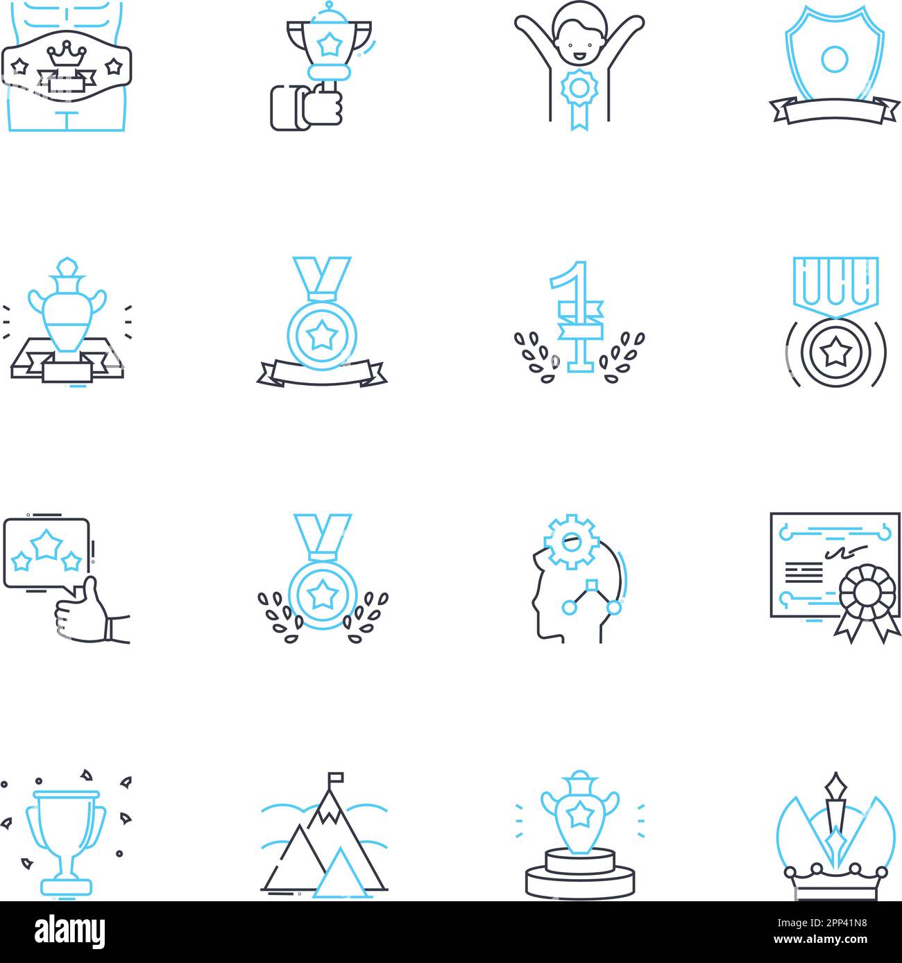 Triumph and trophy linear icons set. Victory, Achievement, Success ...