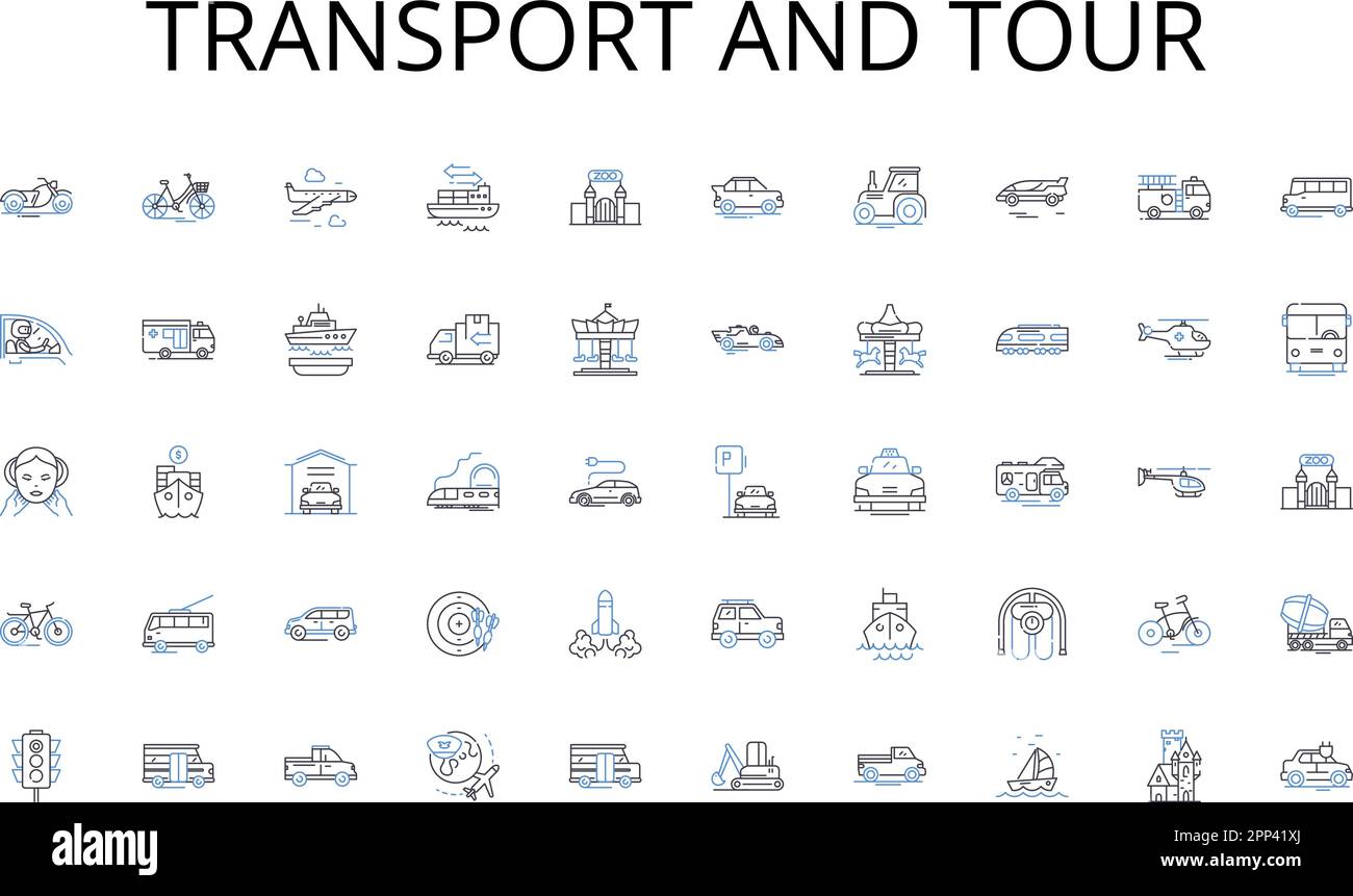 Transport and tour line icons collection. Topography, Projection ...