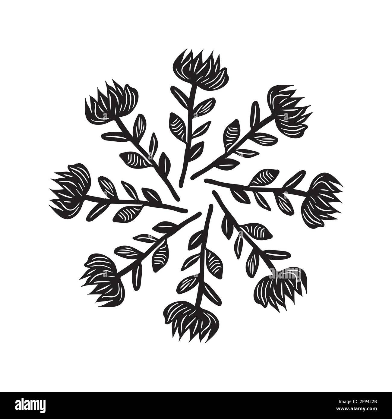 Floral scandi wreath in quirky vector style isolated on white ...