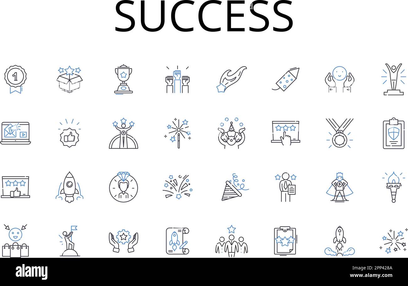 Success line icons collection. Prosperity, Achievement, Accomplishment ...