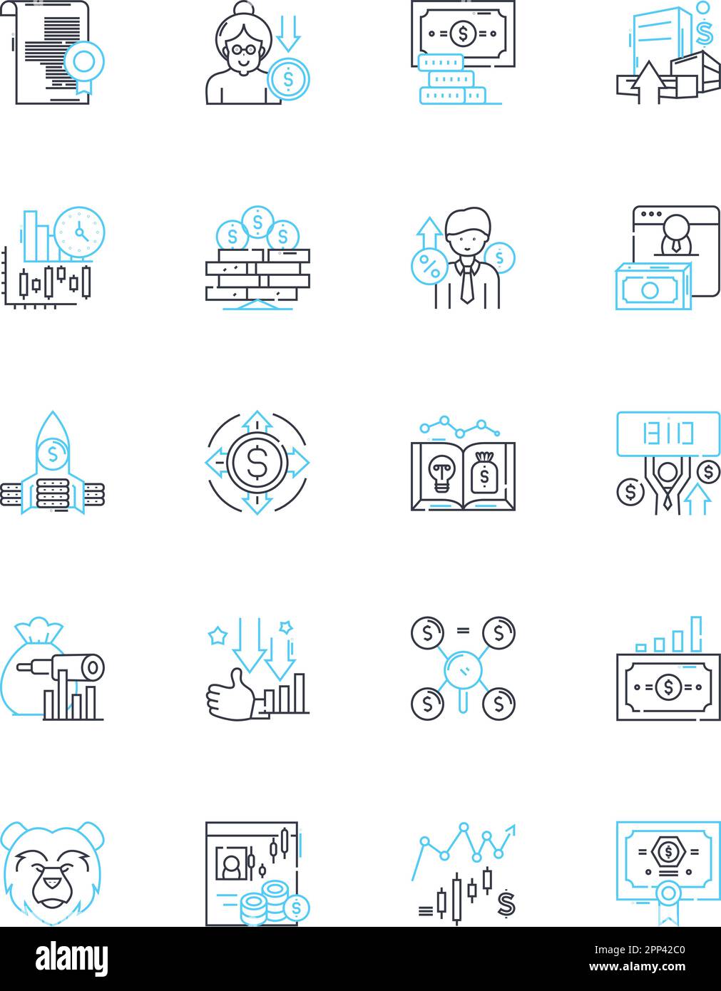Business intelligence linear icons set. Analytics, Data, Performance ...