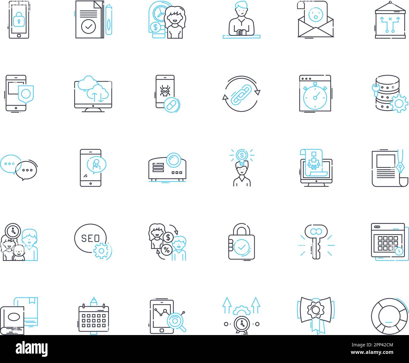 Service quality linear icons set. Excellence, Responsiveness ... Service quality linear icons set. Excellence, Responsiveness ...