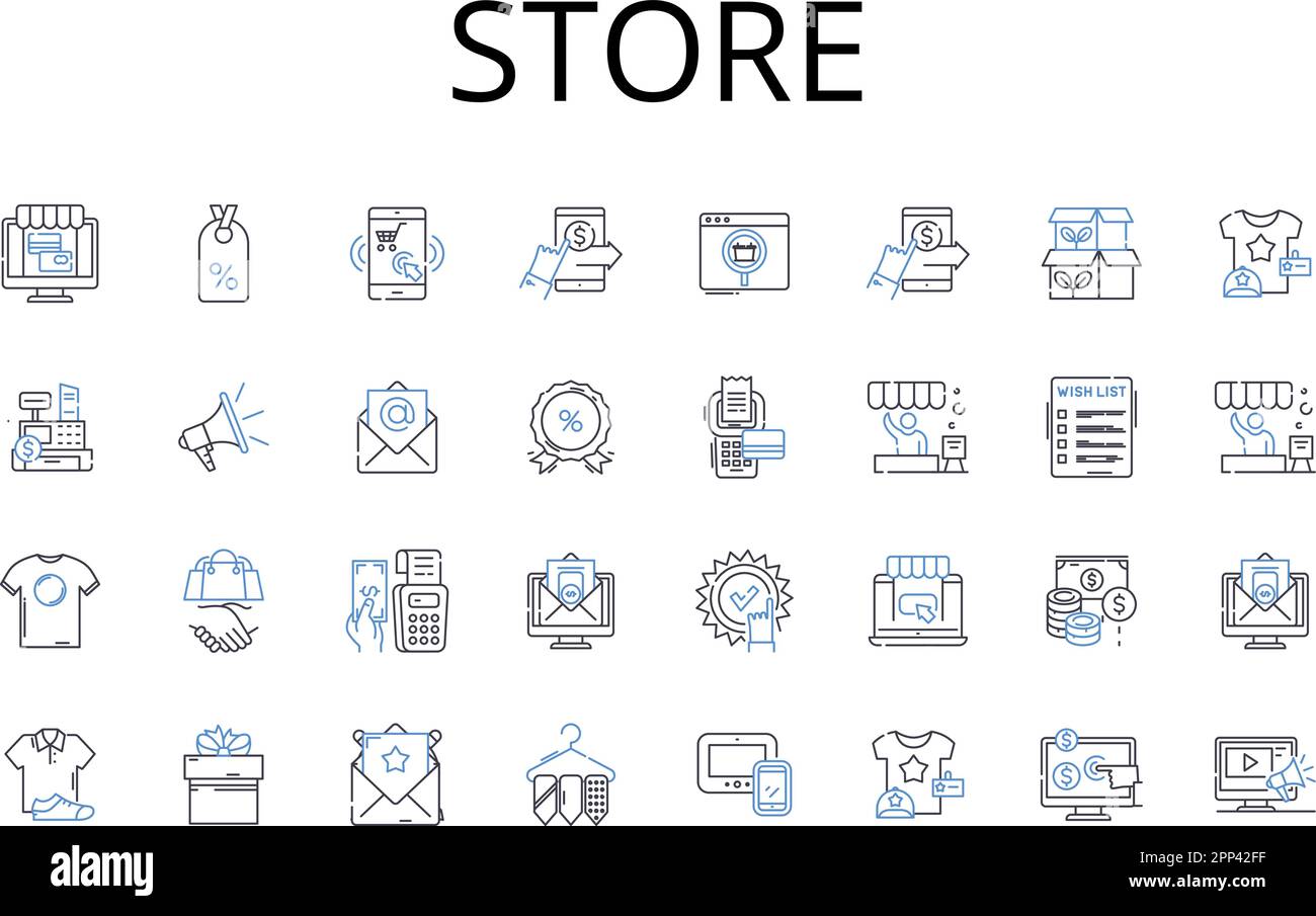 Store line icons collection. Shop, Boutique, Market, Emporium, Outlet ...