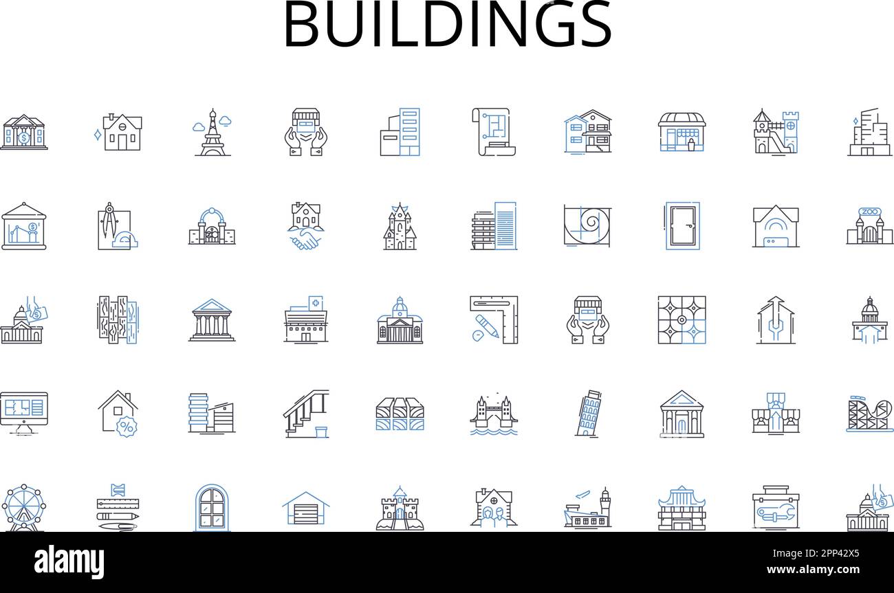 Buildings line icons collection. Innovation, Creativity, Brainstorming ...