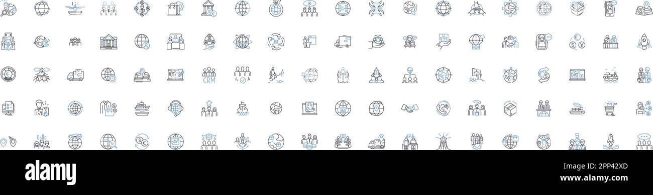 Global commerce line icons collection. Globalization, Export, Import ...