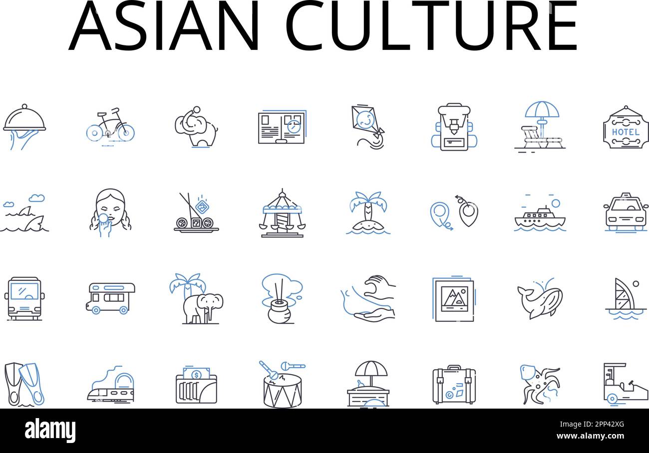 Asian culture line icons collection. Eastern culture, , , , , , vector ...