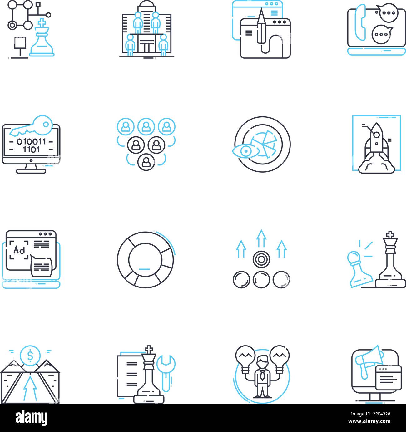 Influencer outreach linear icons set. Partnership, Collaboration ...