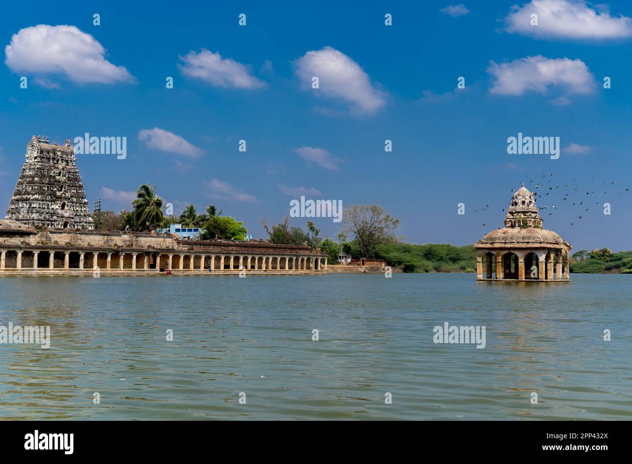 The temple pond mandapam and gopuram at Udayarpalayam were constructed ...