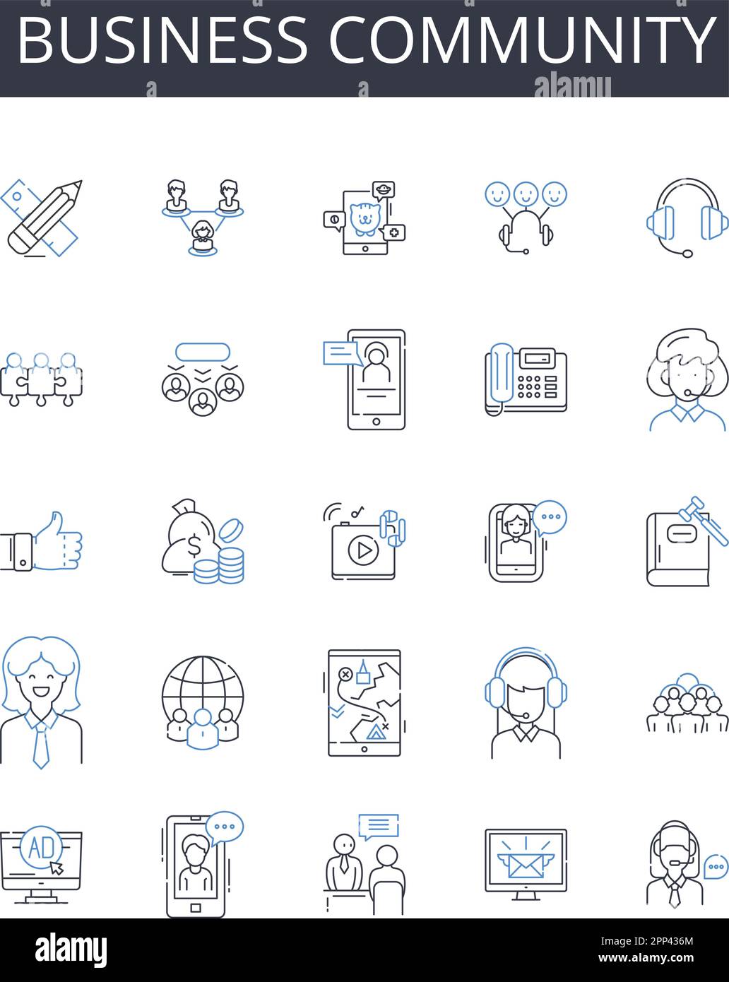 Business community line icons collection. Innovation, Agility ...