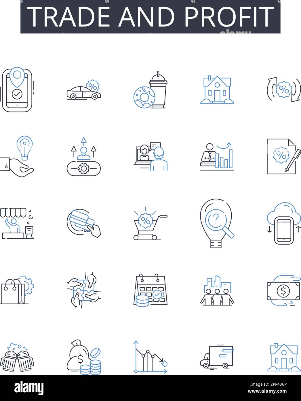 Trade and profit line icons collection. Buy and sell, Income and ...