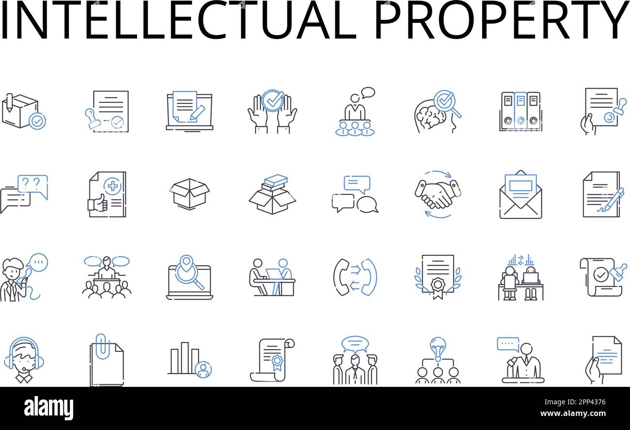 Intellectual property line icons collection. Private property, Legal ...