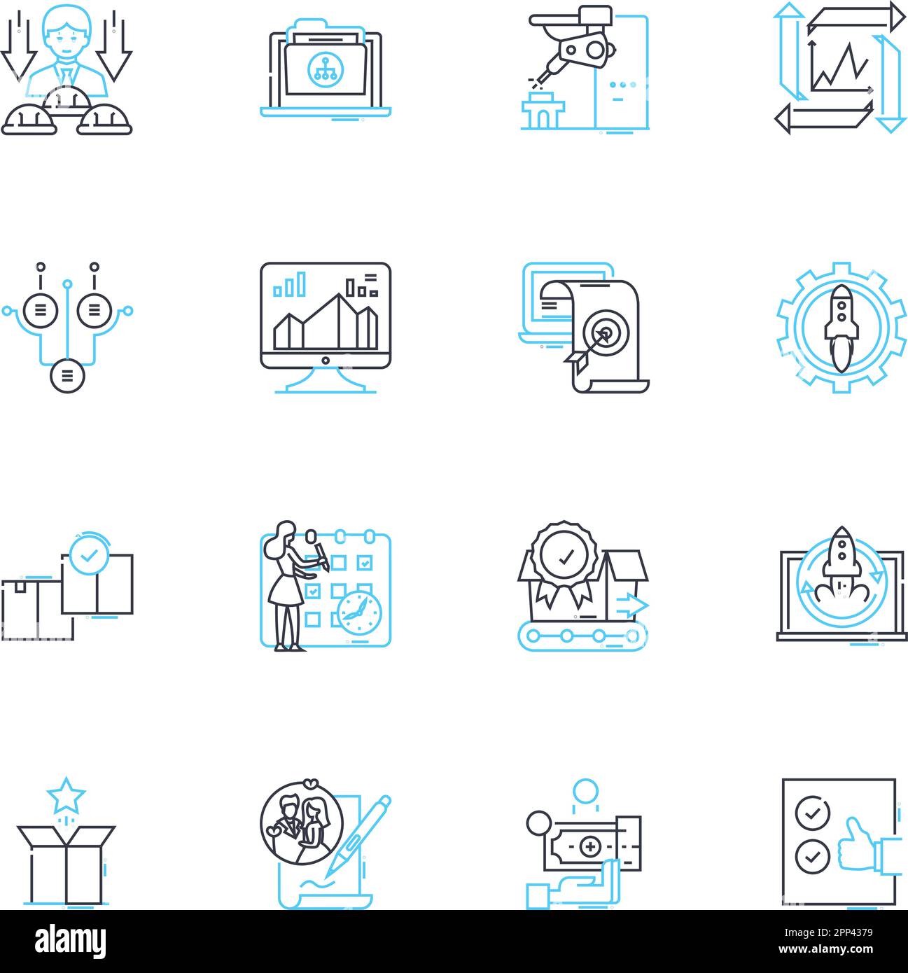 Business expansion linear icons set. Growth, Expansion, Diversification ...