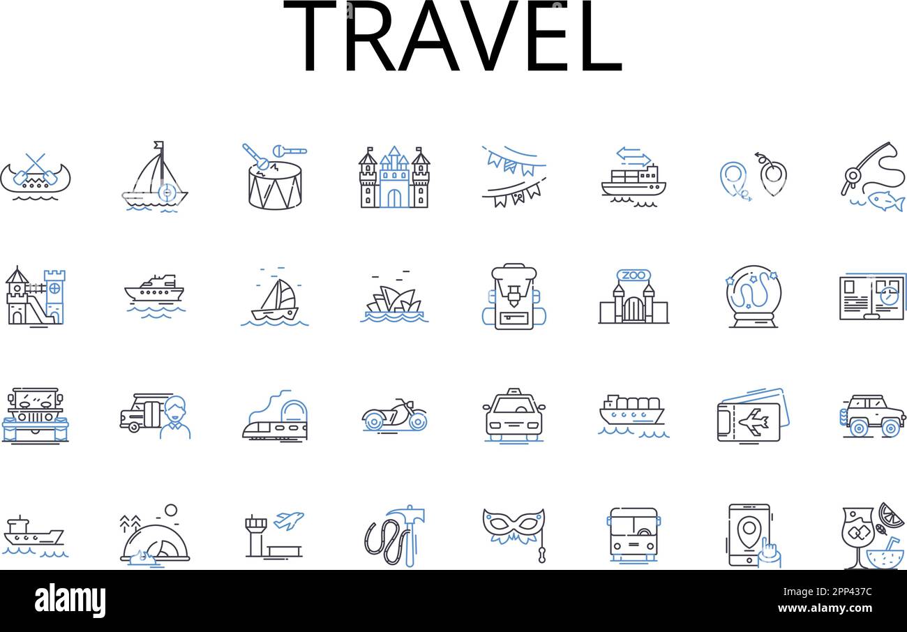 Travel line icons collection. Journey, Voyage, Trek, Expedition ...