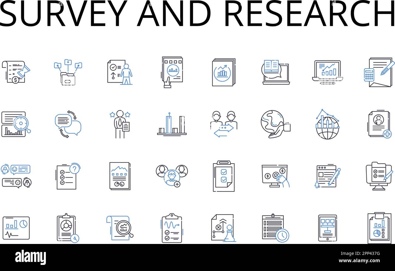 Survey and research line icons collection. Census, Sampling ...