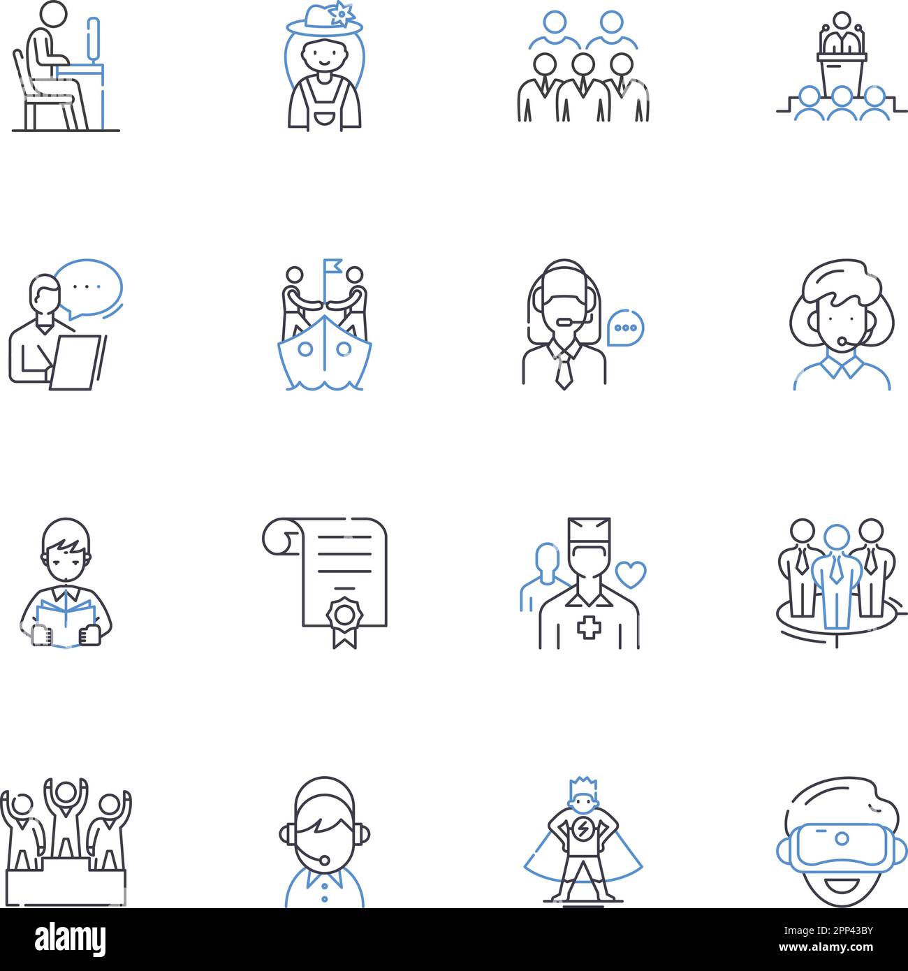 Occupation and leadership line icons collection. Manager, CEO, Executive, Director, Leader ...