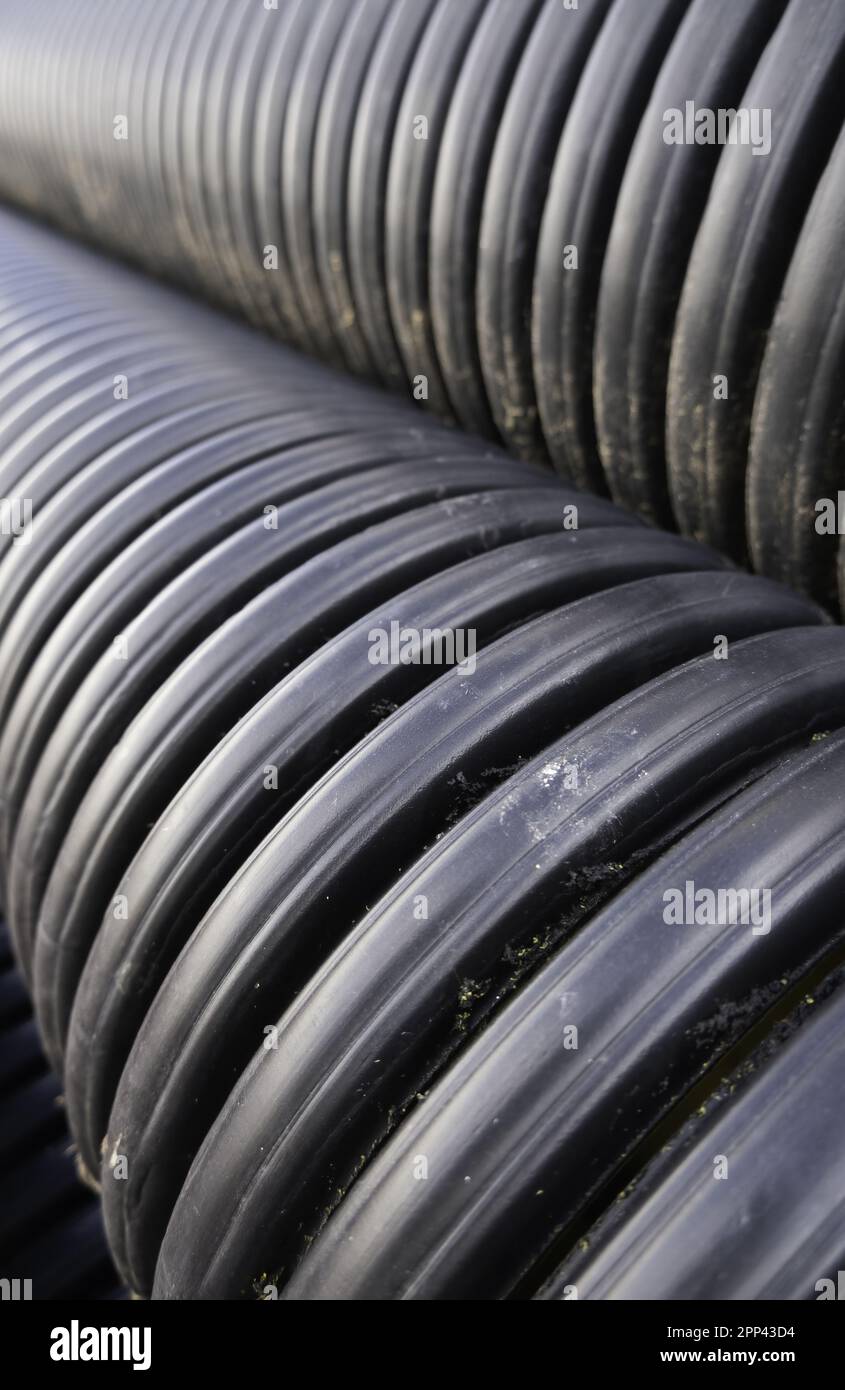 Detail of construction materials to channel water Stock Photo - Alamy