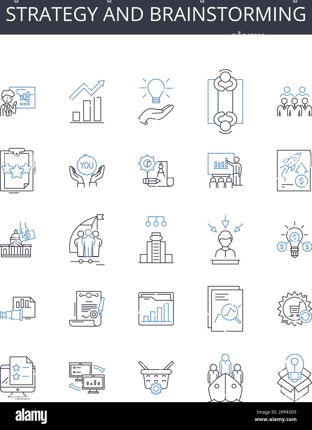 Strategy and brainstorming line icons collection. Leadership, Decision ... Strategy and brainstorming line icons collection. Leadership, Decision ...