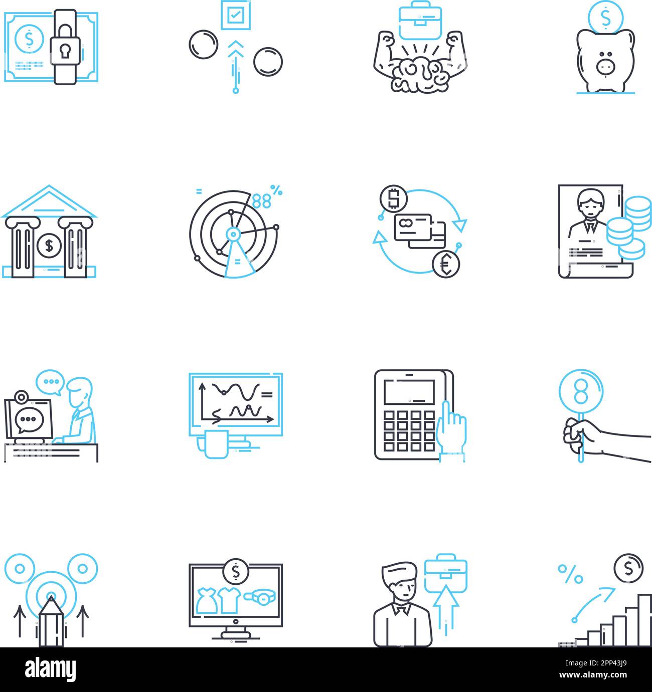 Time Management Linear Icons Set Prioritization Scheduling Productivity Flexibility
