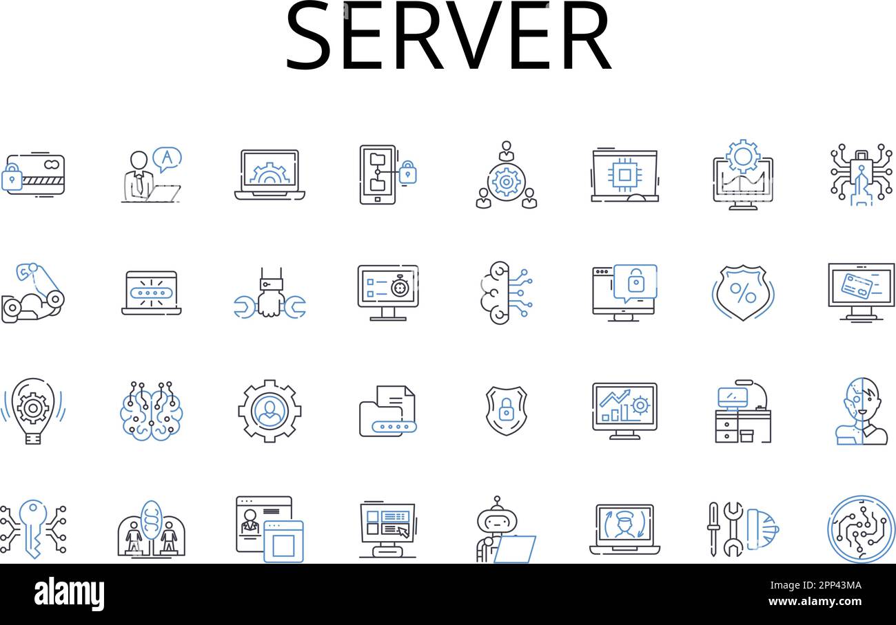 Server Line Icons Collection Host Node Machine Platform Computer System Nerk Vector And