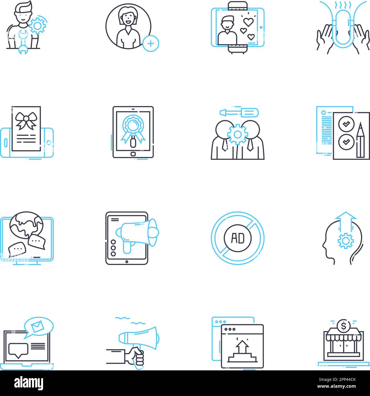 Social Nerking linear icons set. Community, Engagement, Connection, Collaboration, Conversations ...