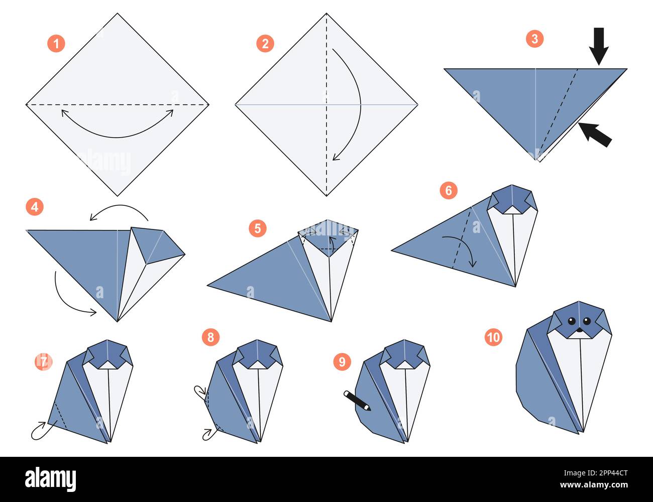 Origami tutorial for kids. Origami cute cat Stock Vector Image & Art ...