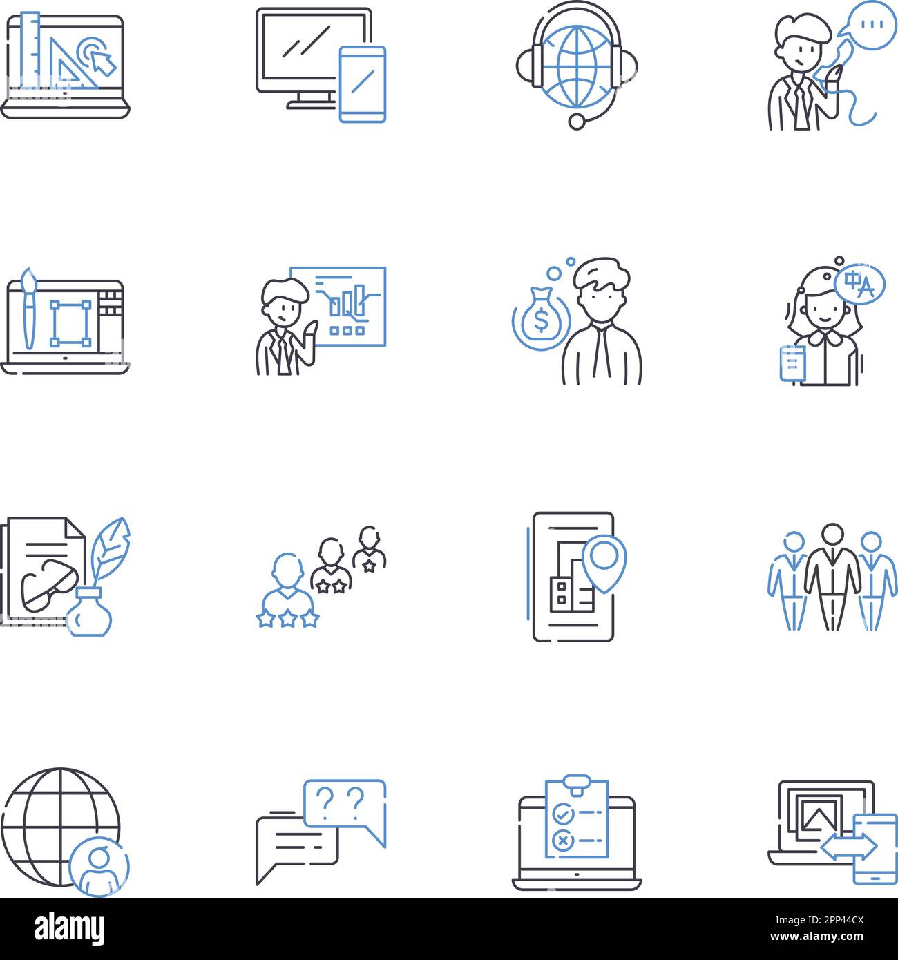 Mobile task force line icons collection. Tactical, Agile, Strategic, Responsive, Versatile ...