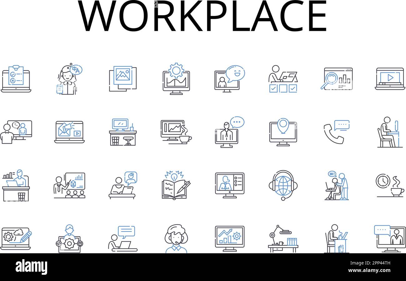 Workplace line icons collection. Office Space, Job Site, Occupation ...