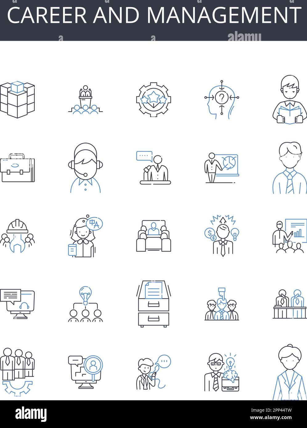 Career and management line icons collection. E-commerce, Online, Retail ...