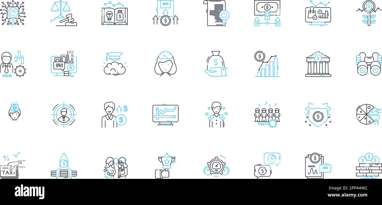Financial risk linear icons set. Inflation, Budgeting, Debt, Liquidity ...