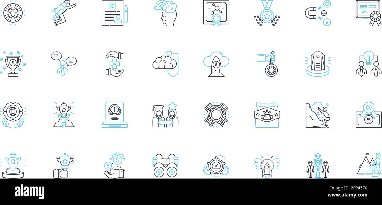 Learning curve linear icons set. Growth, Evolution, Progression ...