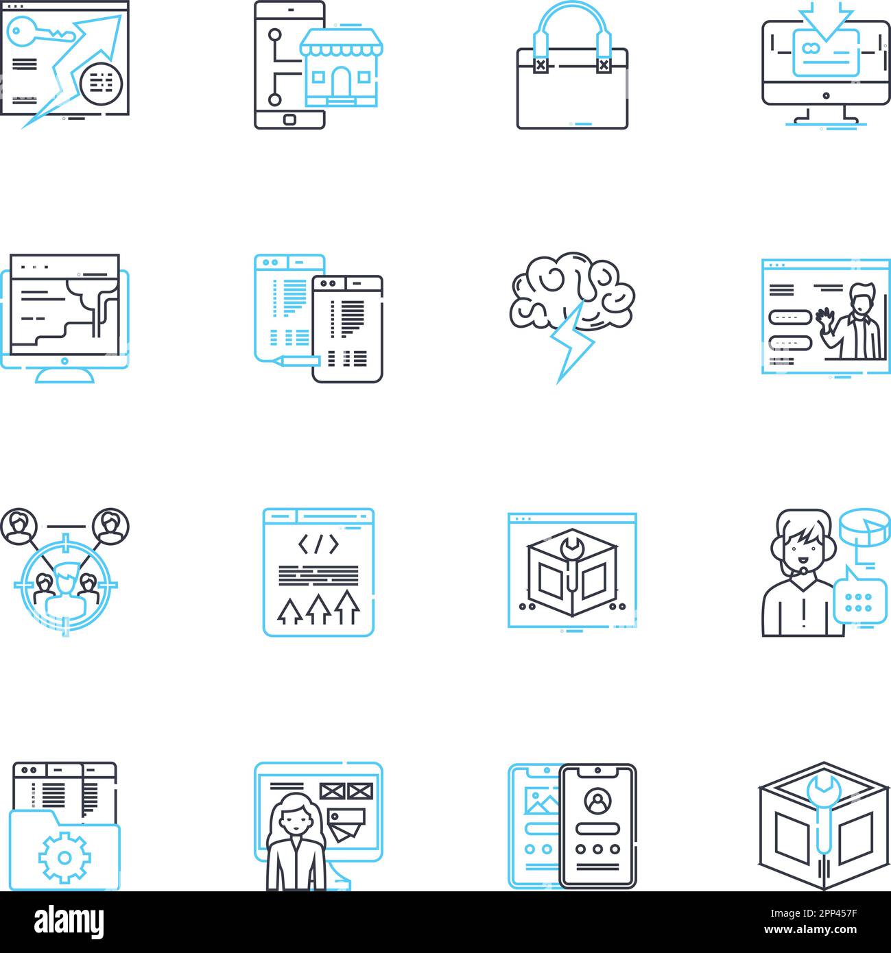 Web advertising linear icons set. Banner, Click-through, Content ... Web advertising linear icons set. Banner, Click-through, Content ...