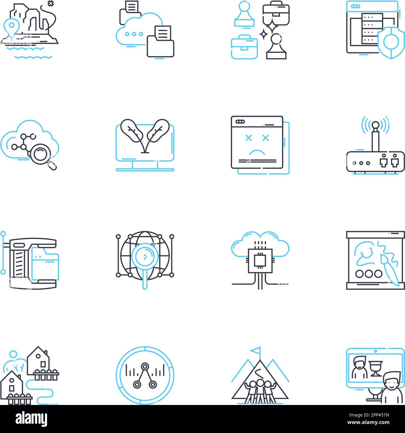 Bonding Linear Icons Set Connection Unity Closeness Attachment