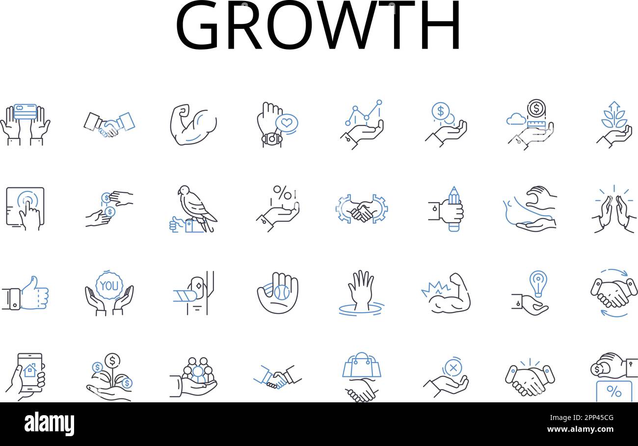 Growth line icons collection. Expansion, Development, Progression ...