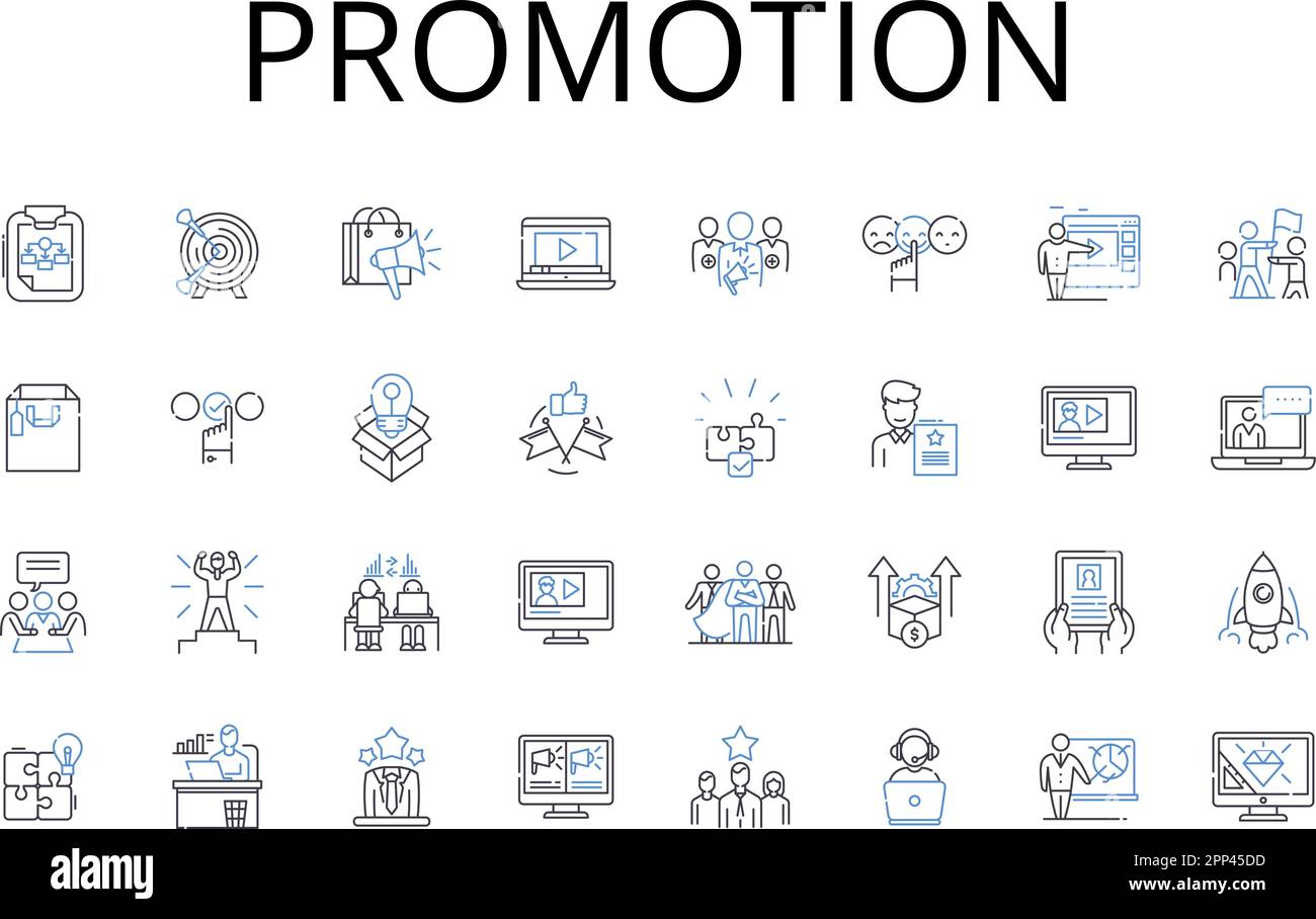 Promotion line icons collection. Advertisement, Marketing, Publicity ...