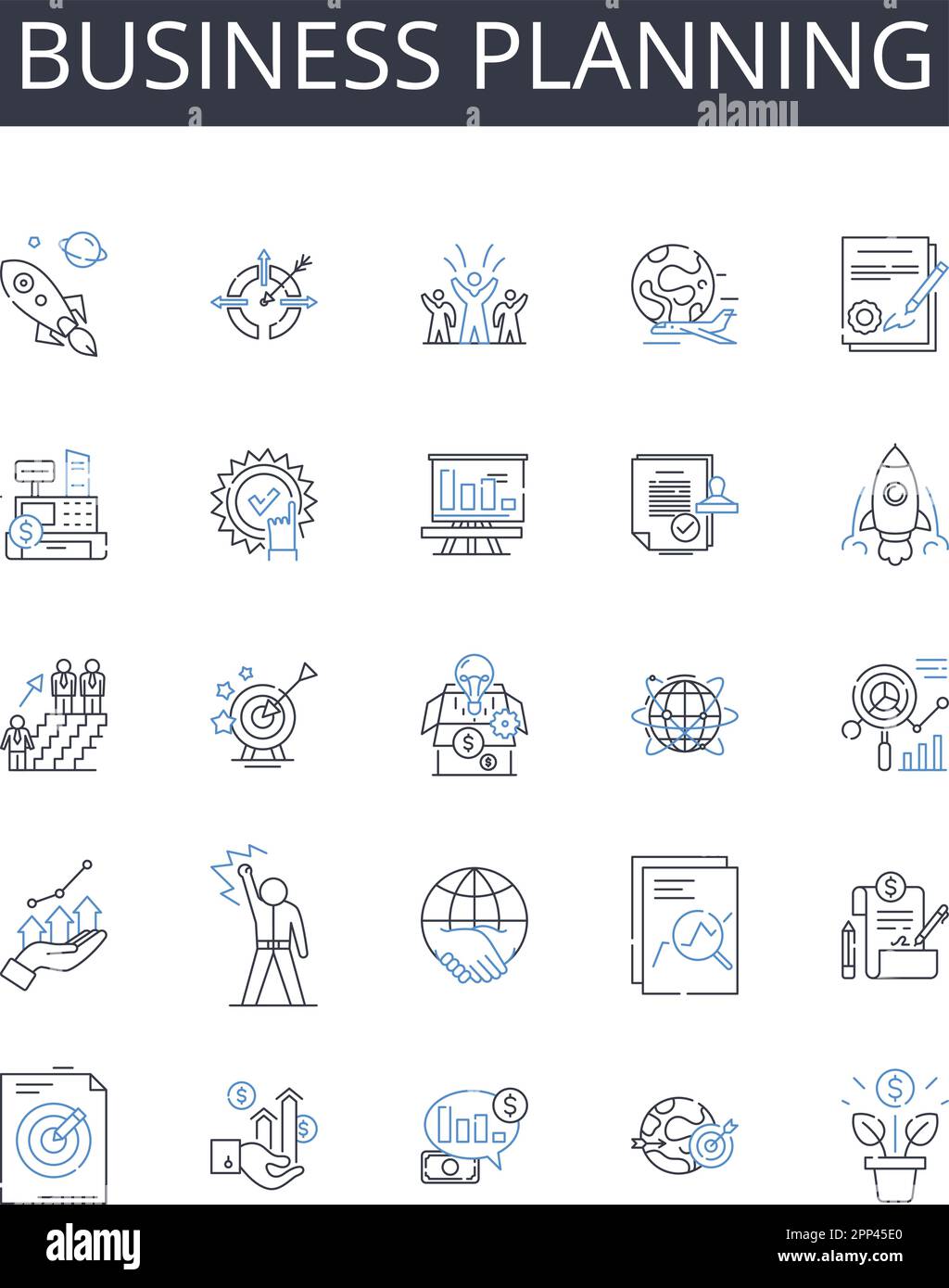 Business planning line icons collection. Organization, Archive, Storage ...