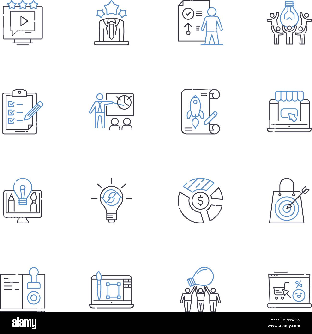 Customer retention concept line icons collection. Loyalty, Engagement, Satisfaction, Advocacy ...