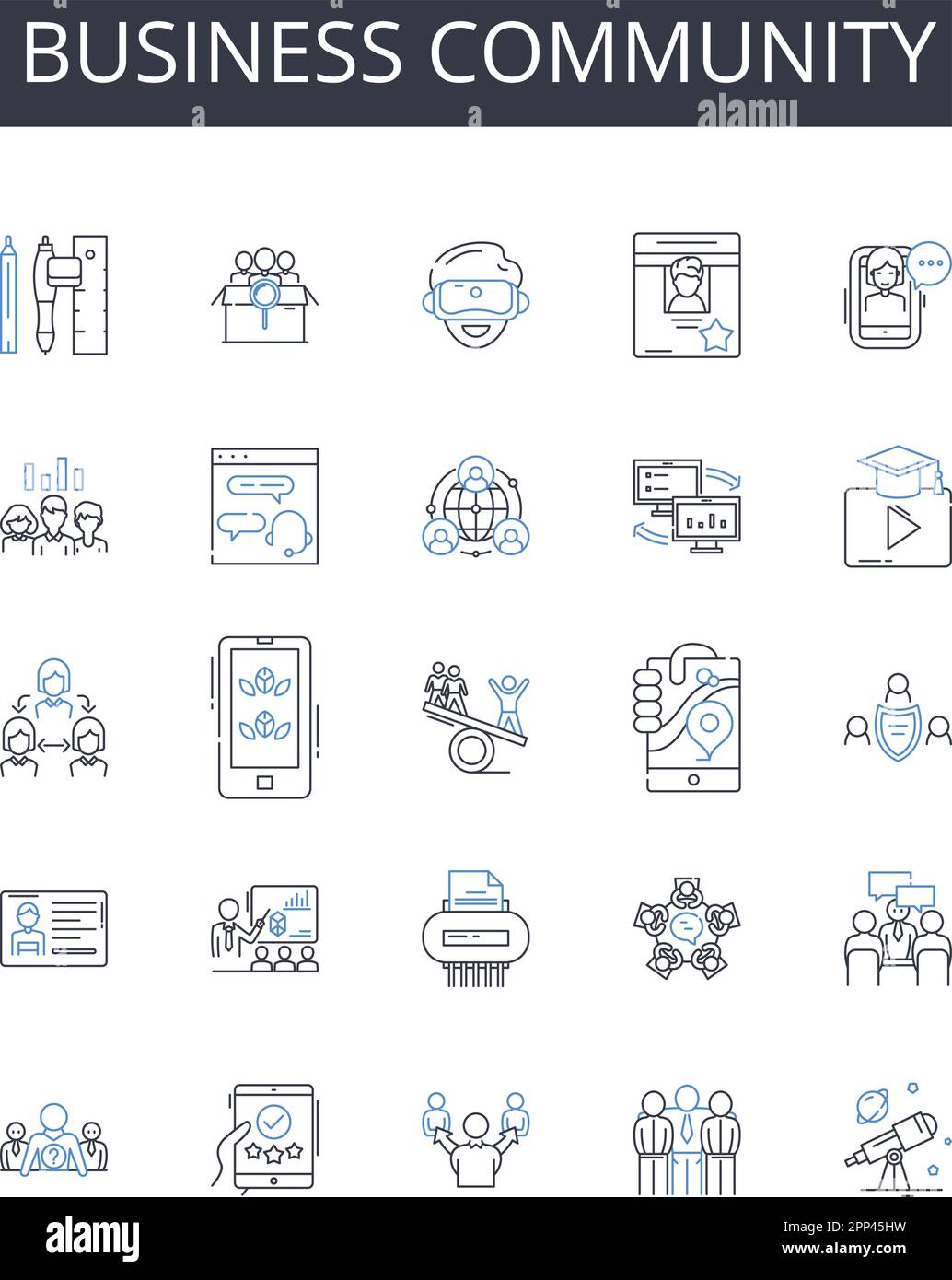 Business community line icons collection. Commercial sector, Trade ...