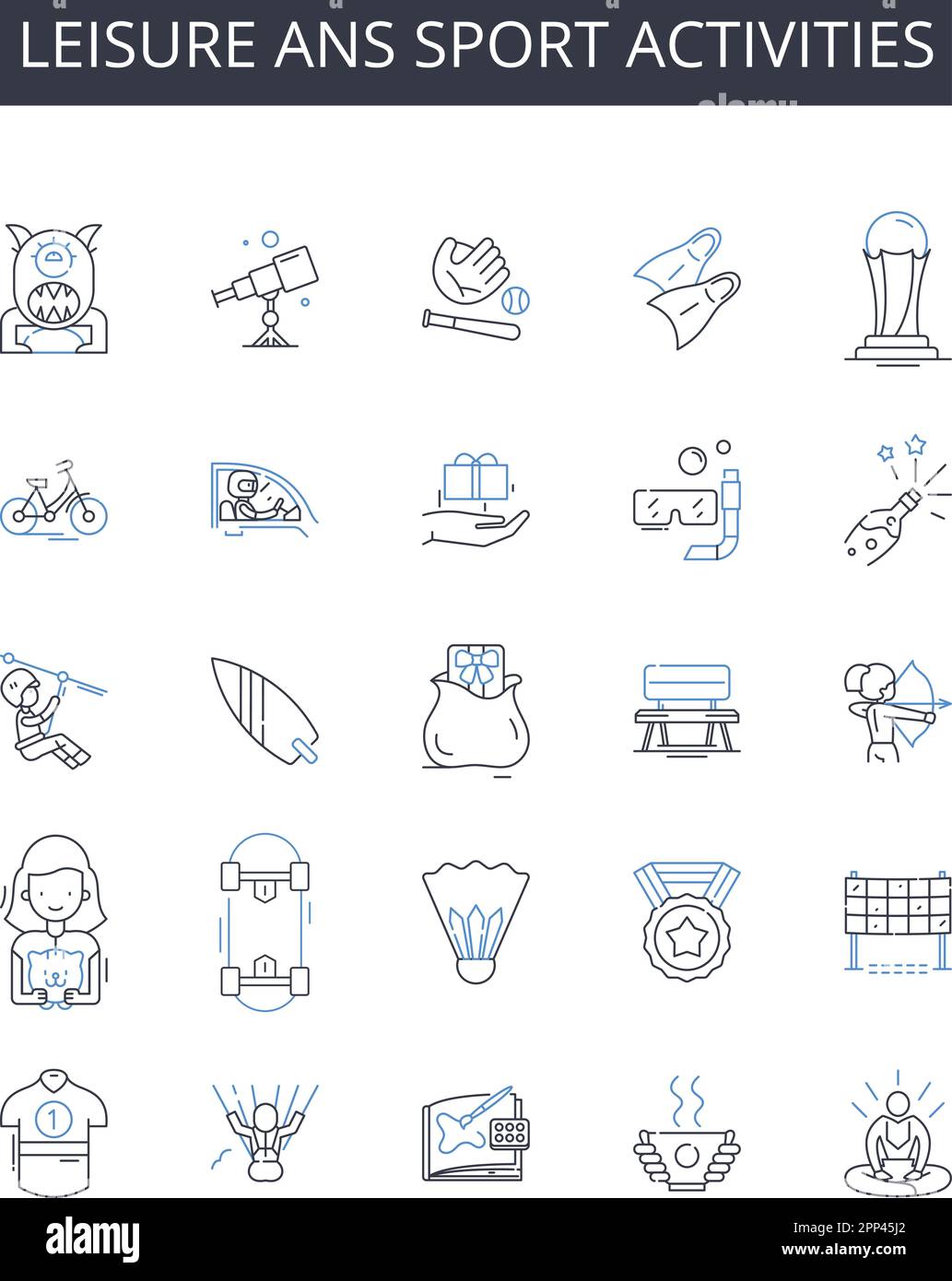 Leisure ans sport activities line icons collection. Recreation ...