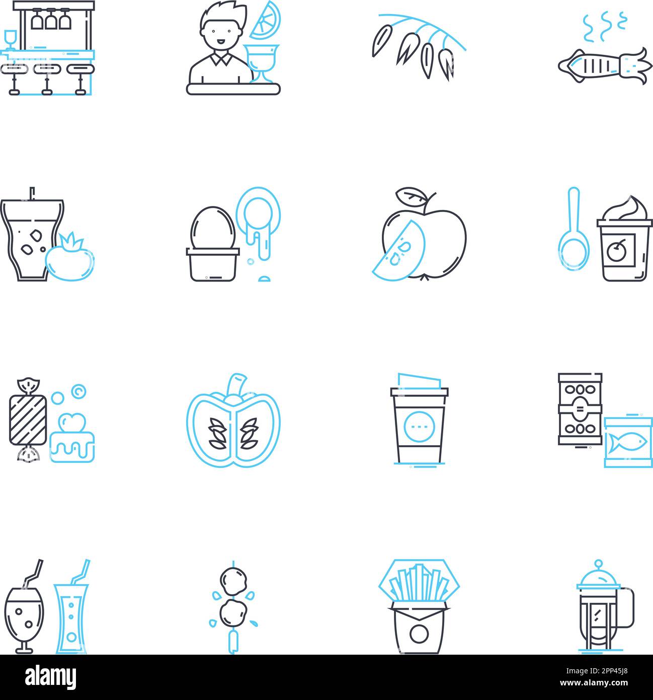 Food innovation linear icons set. Molecular, Sustainability, Fusion ...