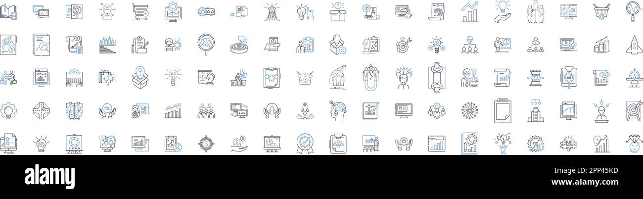 Planning And Scheming Line Icons Collection Plotting Strategizing Organizing Devising