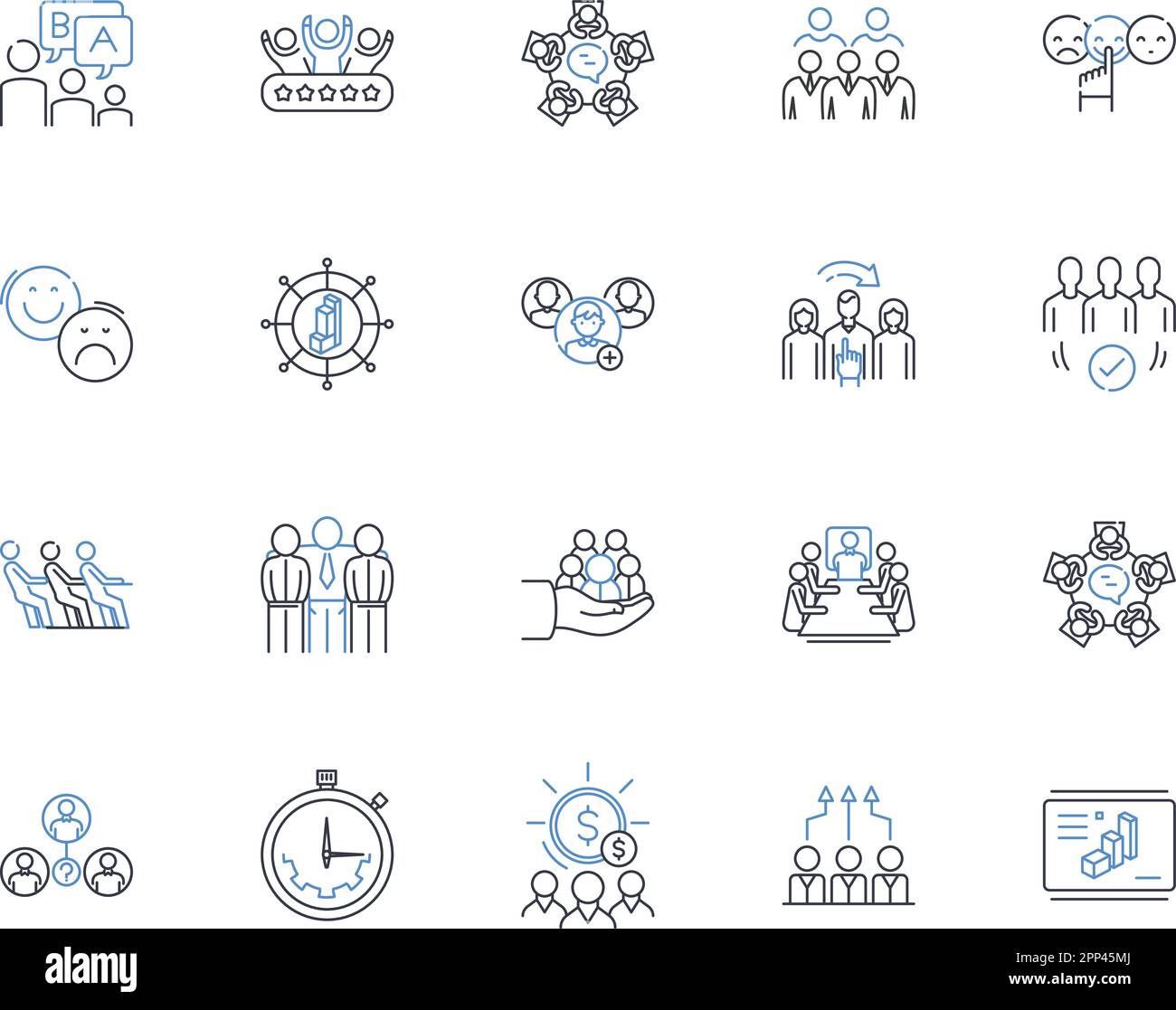 Coordination Team Line Icons Collection Synergy Collaboration Communication Efficiency