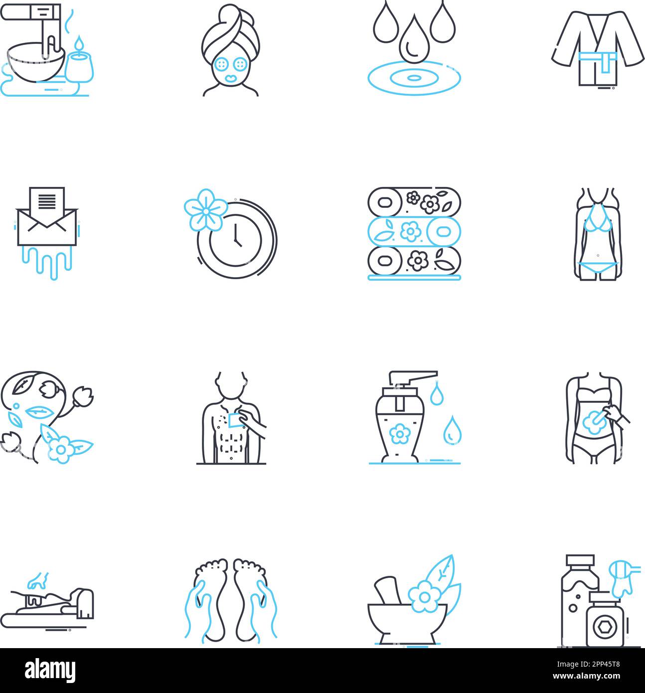 Massage therapy linear icons set. Relaxation, Healing, Stress-reduction ...