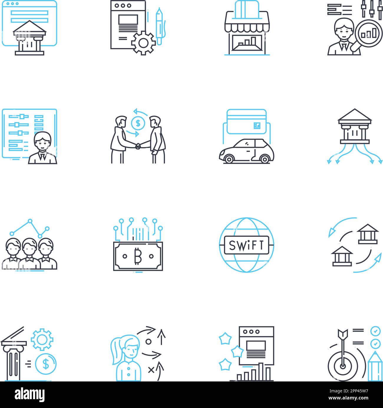 Line graph stocks linear icons set. Trend, Volatility, Fluctuation ...