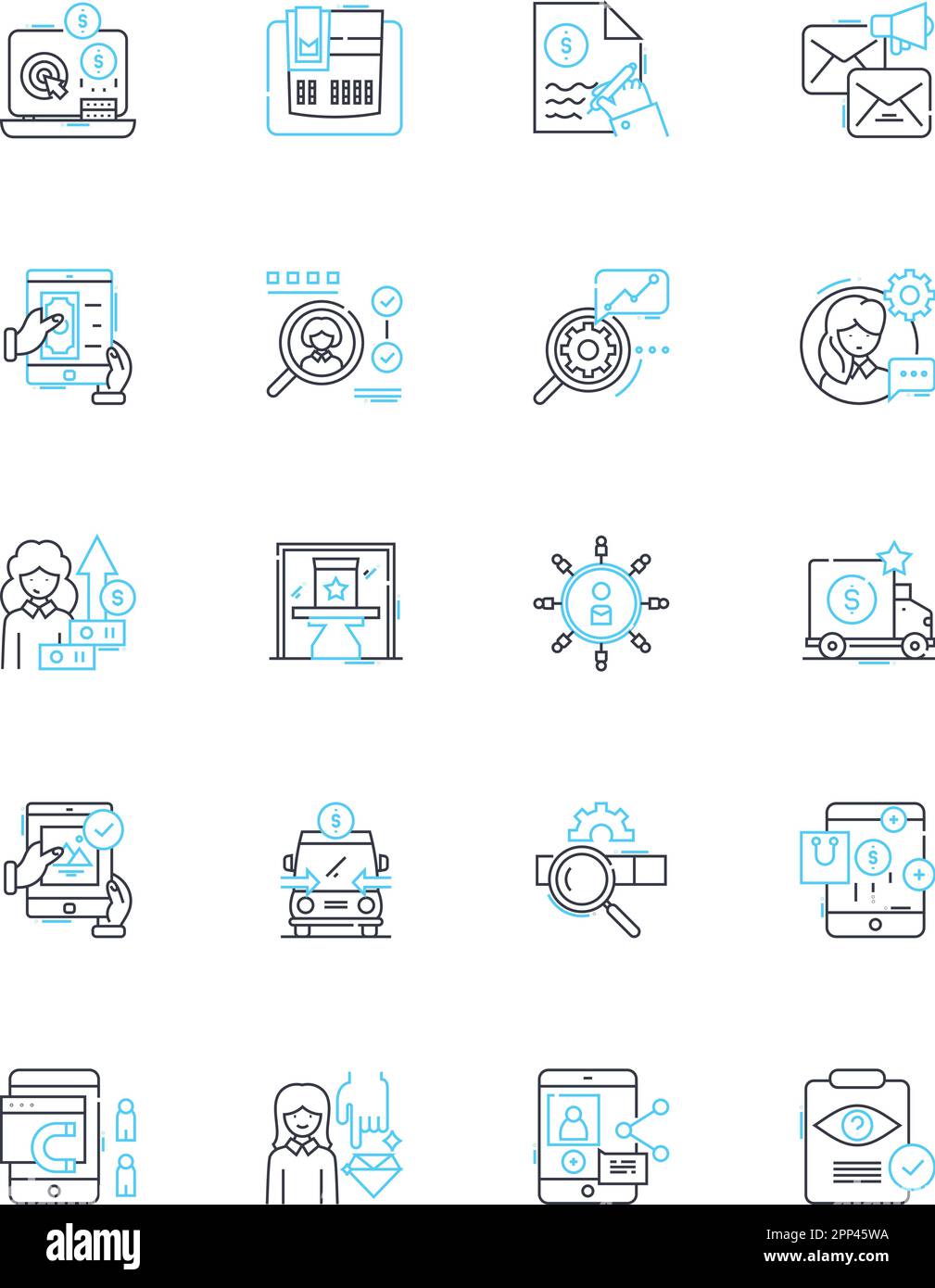 Sales pitching linear icons set. Persuasion, Convincing, Pitching ...