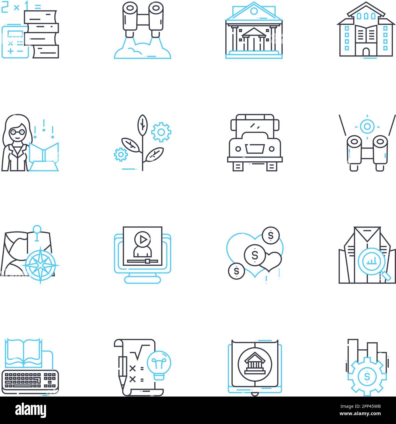 Knowledge thirst linear icons set. Curiosity, Learning, Understanding ...