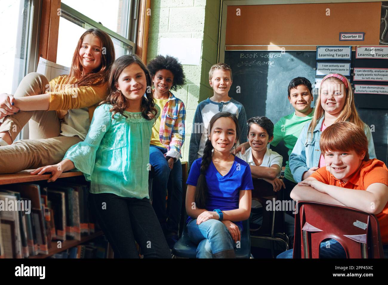 Each student in this class is different. a group of elementary school ...