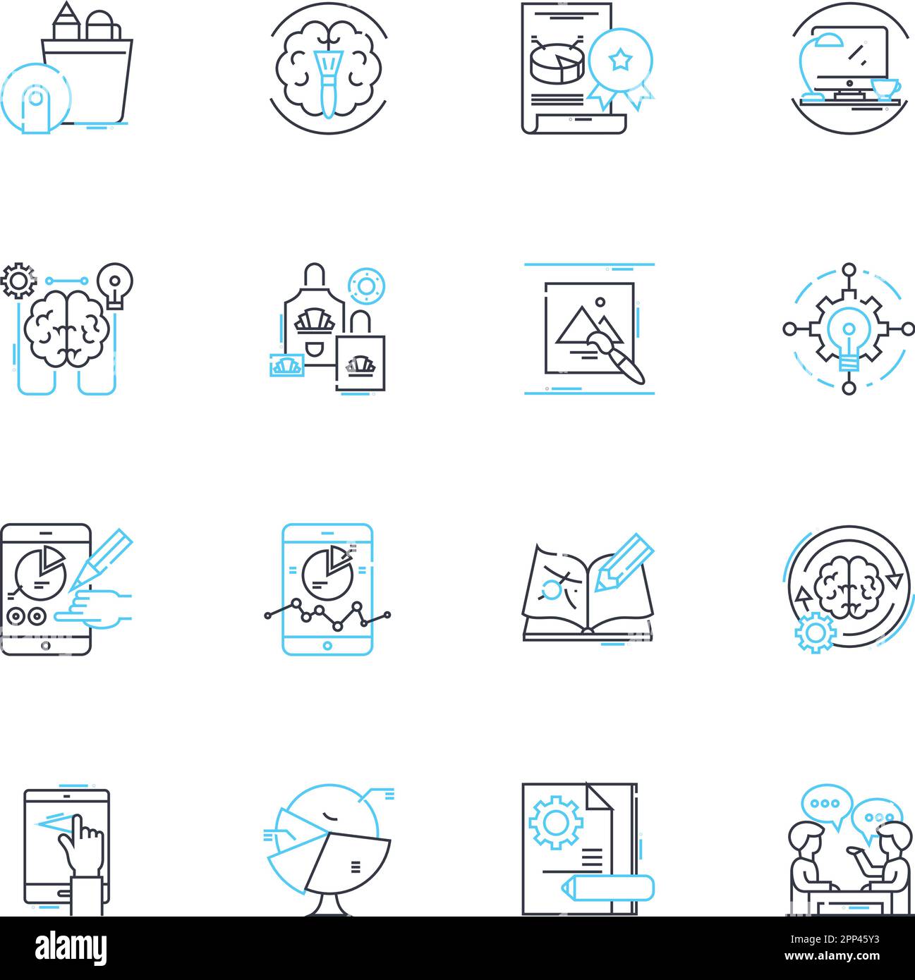 Brainstorming Session linear icons set. Creativity, Ideas ...